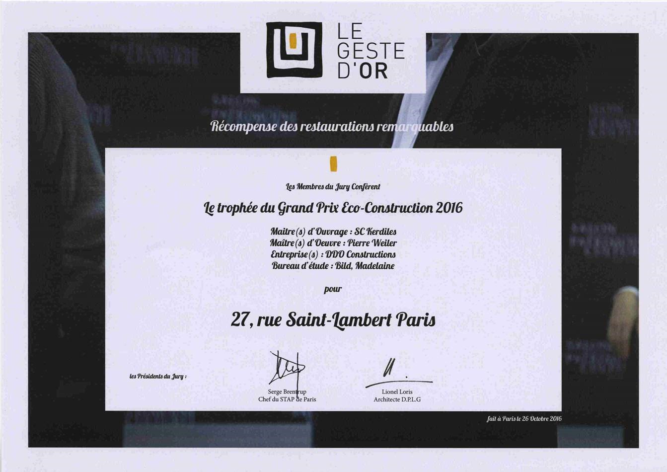 Ravier récompensée par l’association du geste d’or - Myrium